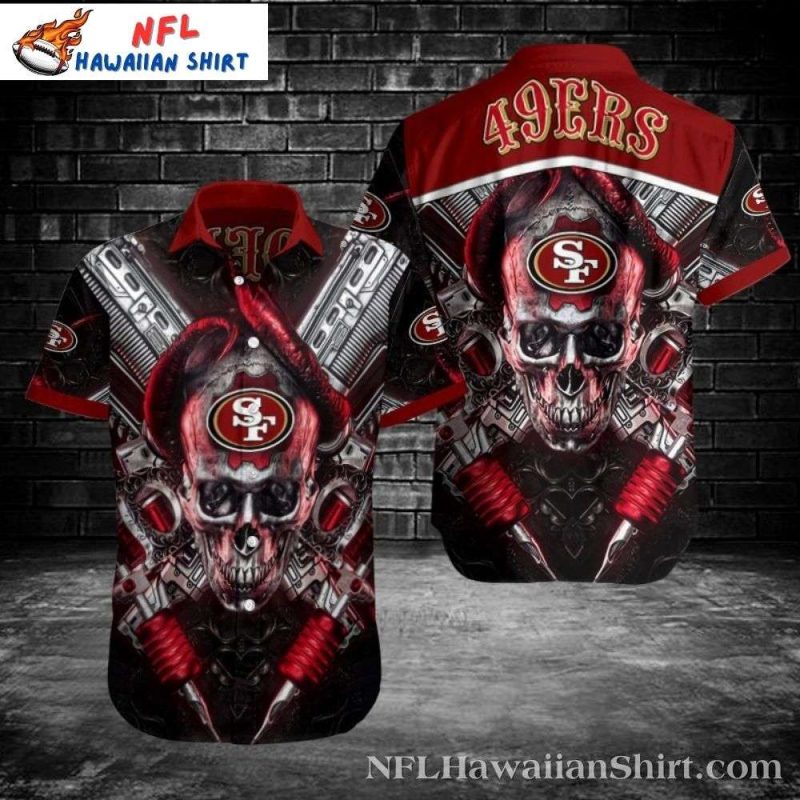 49ers Aloha Shirt – 49ers Cybernetic Skull Red Crimson Aloha Wear - Hot ...