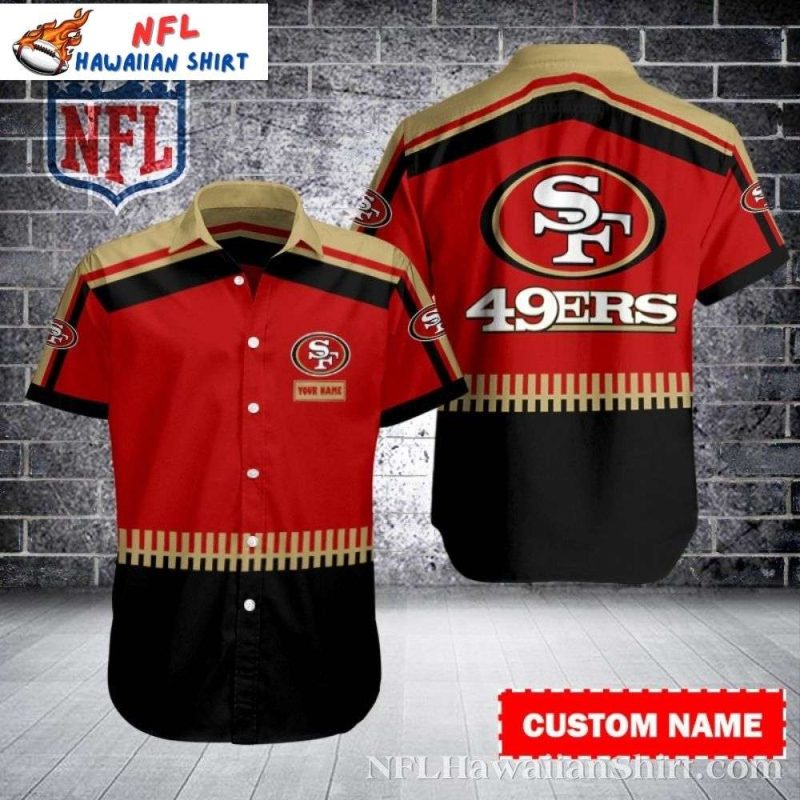 49ers Gridiron Gold Stripes Custom Name Hawaiian Football Shirt - Hot ...