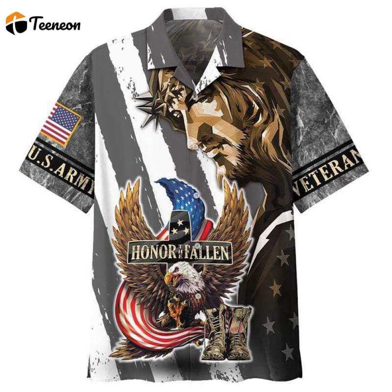 Army Veteran Jesus Honor The Fallen Aloha Hawaiian Shirts For Men & For ...