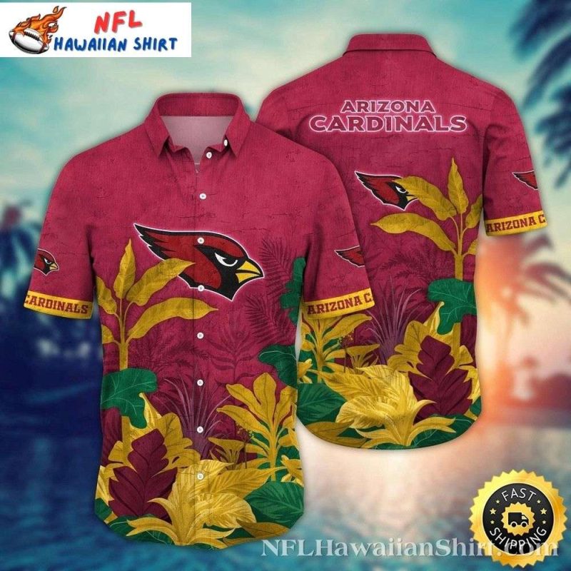 Desert Flora Elegance – Cardinals Maroon Tropical Leaves Hawaiian Shirt ...