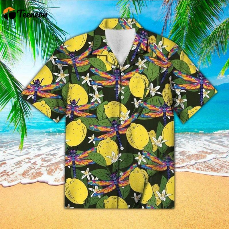 Lemon & Dragonfly Pattern Hawaiian Shirt - Hot Sale 2025