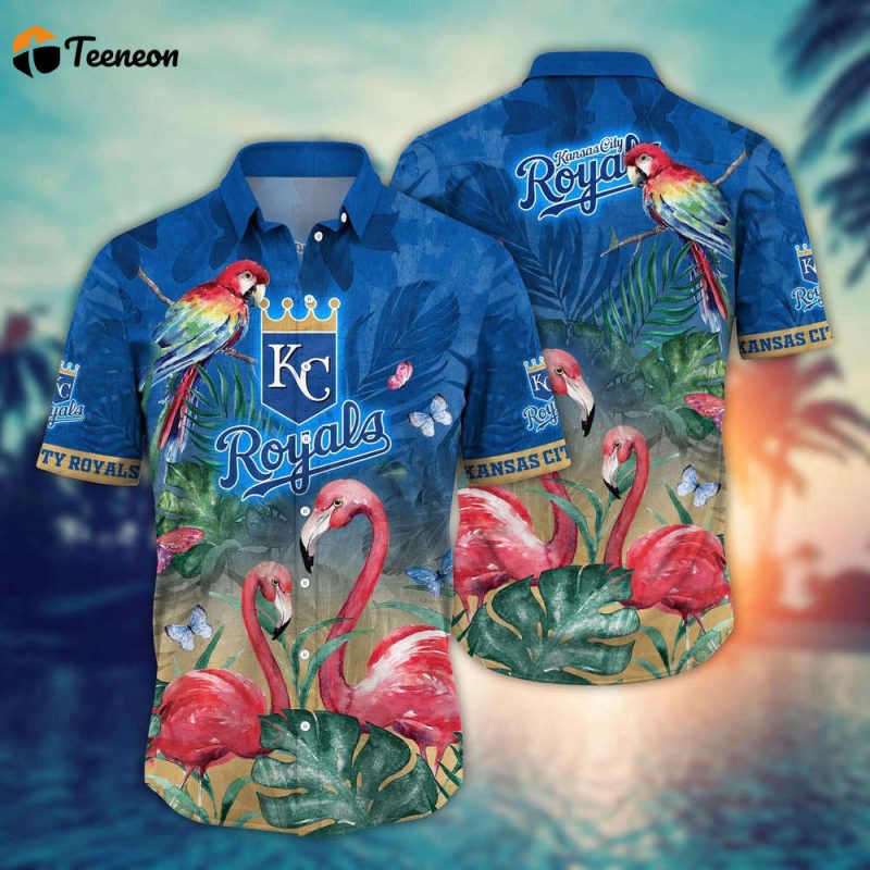 MLB Kansas City Royals Hawaiian Shirt Flower Pink Crane Pattern For ...
