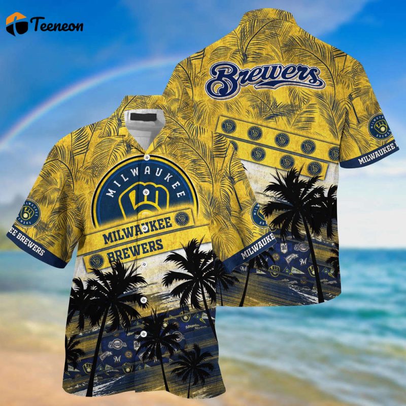MLB Milwaukee Brewers Hawaiian Shirt Palm Tree Pattern For Fans Sports ...