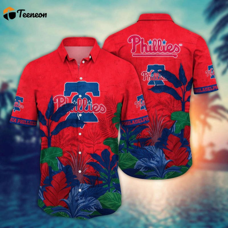 MLB Philadelphia Phillies Hawaiian Shirt Flower Tropical Trees Pattern ...