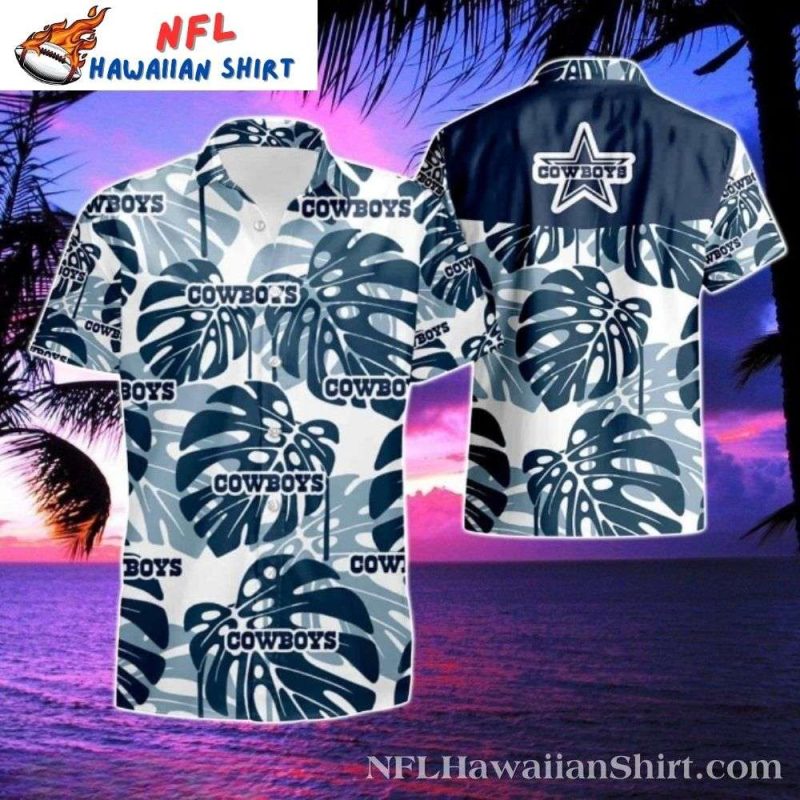 Monochrome Leafy Dallas Cowboys Aloha Shirt - Hot Sale 2025