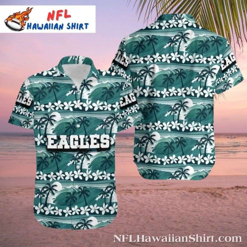 Philadelphia Eagles Aloha Shirt With Coconut Tree And Ocean Waves ...