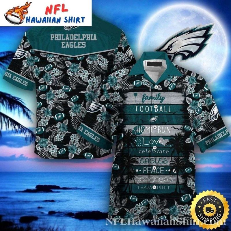Philadelphia Eagles Family Football Home Tropical Black Aloha Shirt ...