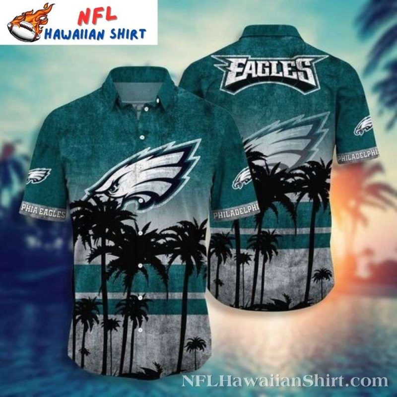 Philadelphia Eagles Twilight Palm Silhouette Black Aloha Shirt - Hot ...
