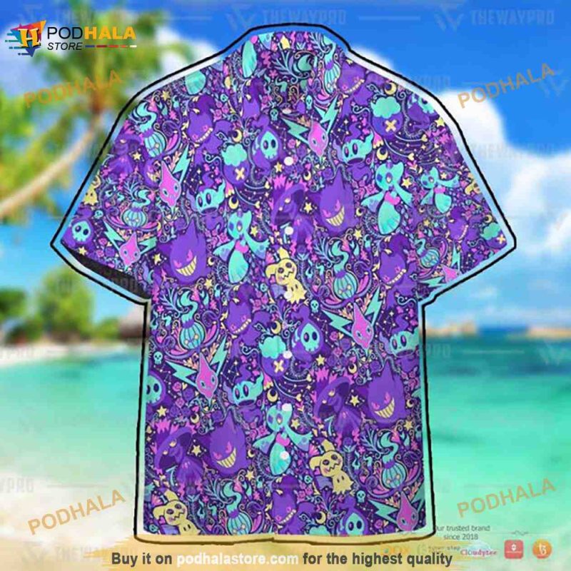 Pokemon Ghost Poke Funny 3D Hawaiian Shirt - Hot Sale 2025