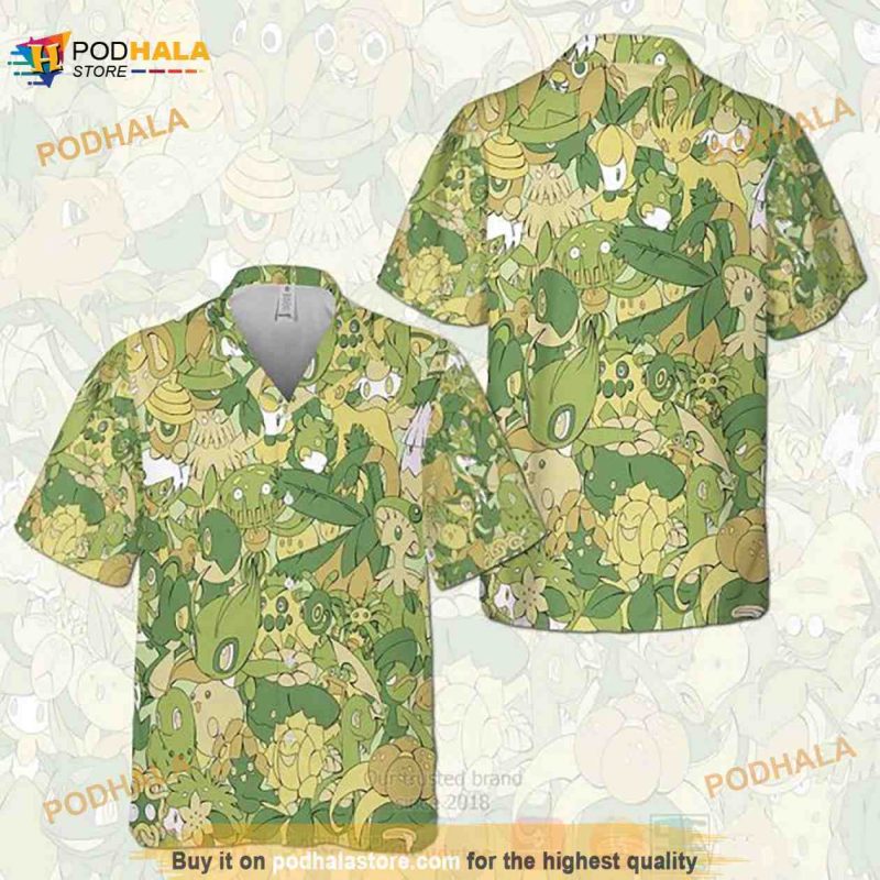 Pokemon Grass Type Funny 3D Hawaiian Shirt - Hot Sale 2025