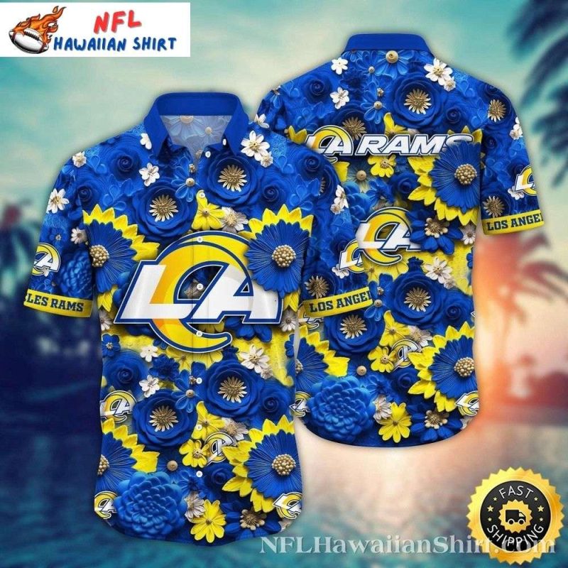Royal Blue Sunny Yellow LA Rams Hawaiian Shirt – Floral Touchdown ...