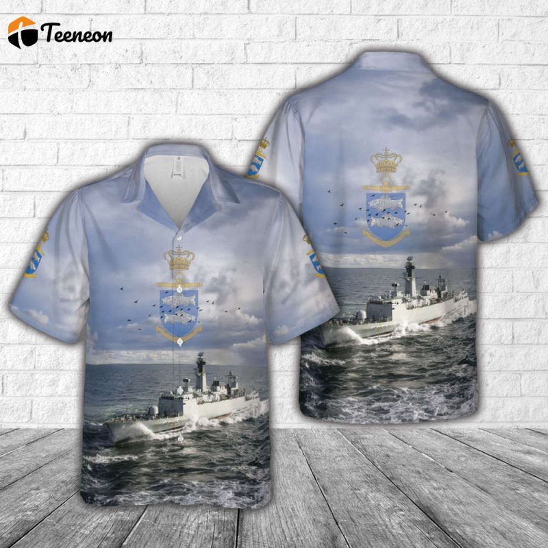 Royal Danish Navy Kongelige Danske Marine – Corvette F 355 HDMS Olfert Fischer Hawaiian Shirt ...