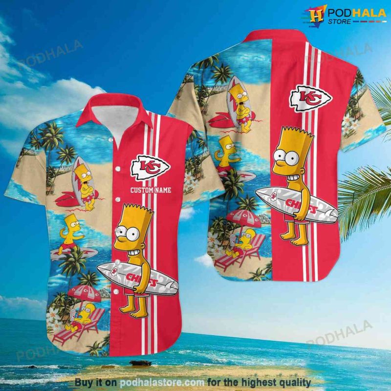 Simpsons Custom Name NFL Football Kansas City Chiefs Hawaiian Shirt 3D ...