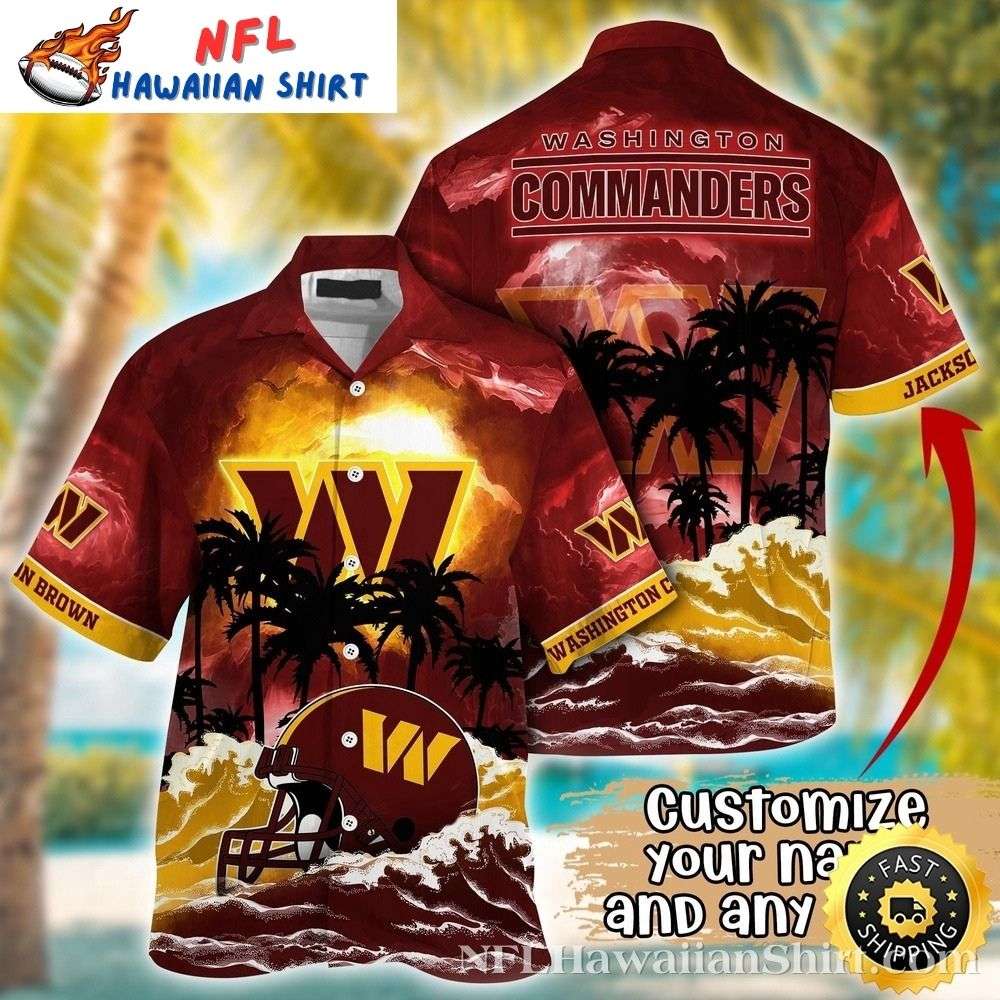 Sunset Silhouettes – Commanders Beach Vibes Tropical Hawaiian Shirt ...