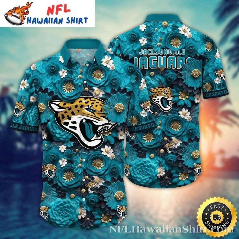 Teal Tropics Jaguar Emblem Hawaiian Shirt – Jacksonville Jaguars Aloha ...