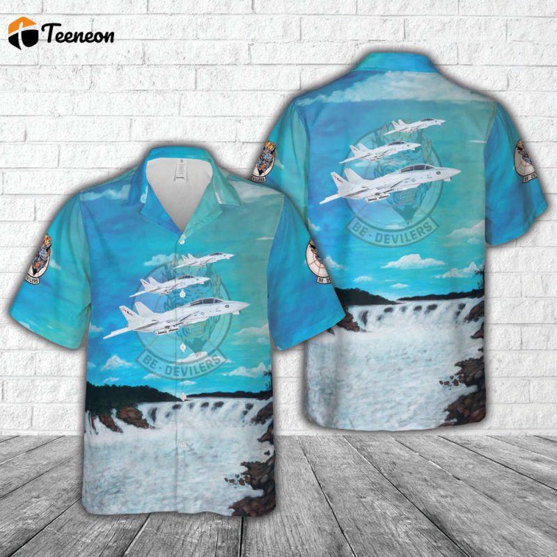 US Navy Grumman F-14A Tomcat of VF-74 Be-Devilers Hawaiian Shirt Gift ...