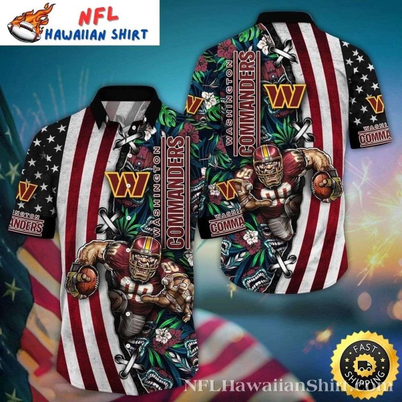 Washington Commanders American Flag And Footballer Hawaiian Shirt - Hot ...